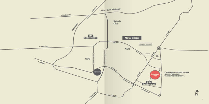 كريسنت ووك القاهرة الجديدة Crescent Walk New Cairo Compound